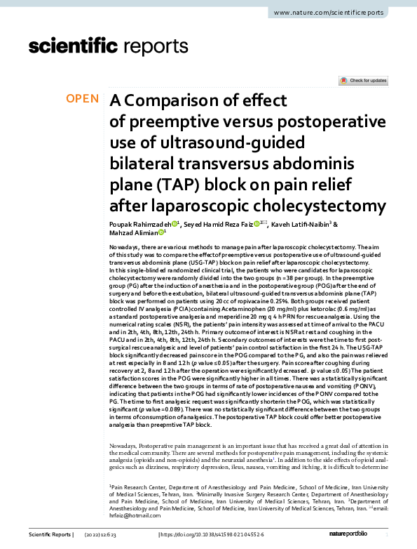 (PDF) A Comparison of effect of preemptive versus postoperative use of ...
