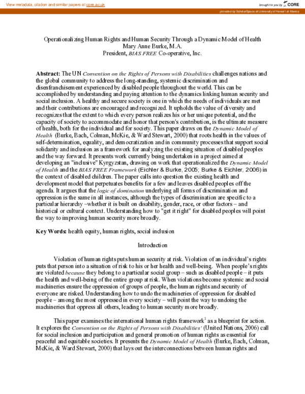 (PDF) Operationalizing Human Rights and Human Security Through a ...