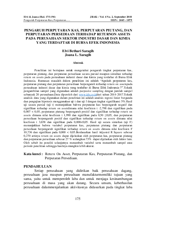 (PDF) Pengaruh Perputaran Kas, Perputaran Piutang, Dan Perputaran ...