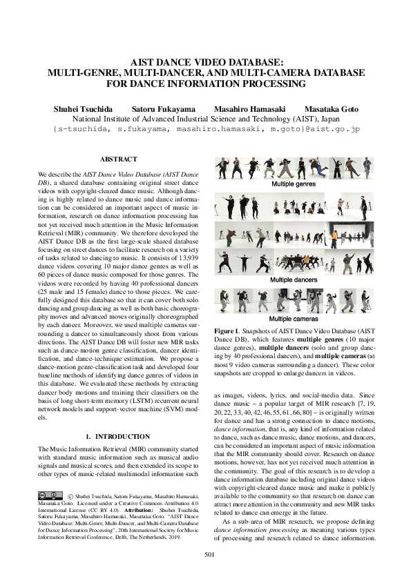 (PDF) AIST Dance Video Database: Multi-Genre, Multi-Dancer, and Multi ...