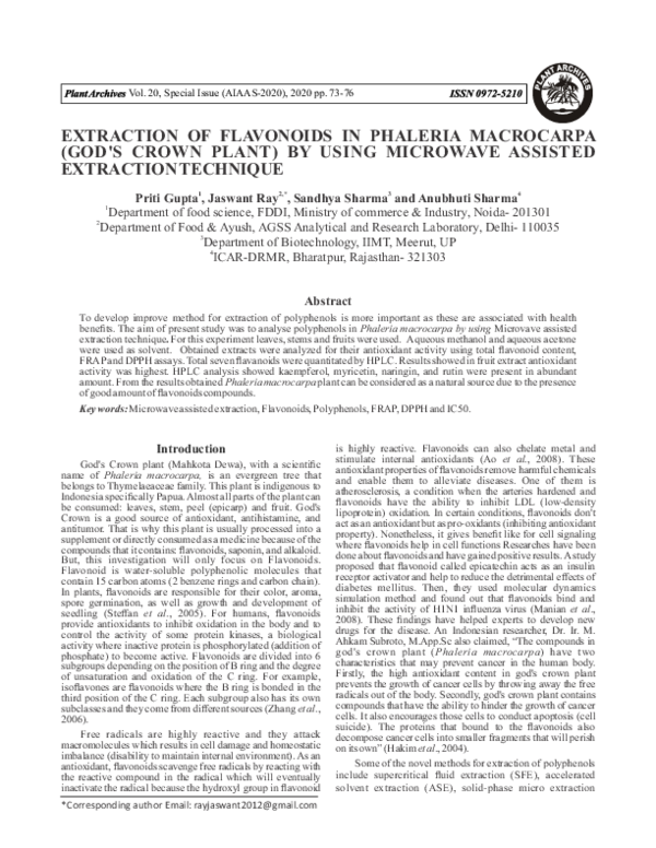(PDF) Microwave Extraction of Flavonoids in Phaleria