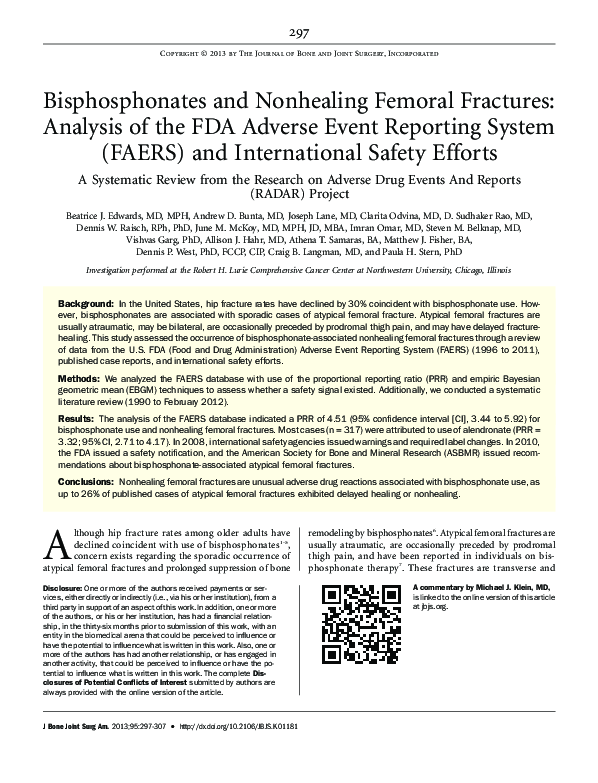 (PDF) Bisphosphonates and Nonhealing Femoral Fractures: Analysis of the ...