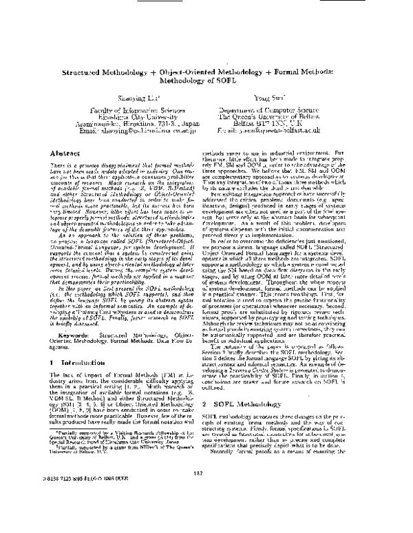 Pdf Structured Methodology Object Oriented Methodology Formal Methods Methodology Of Sofl