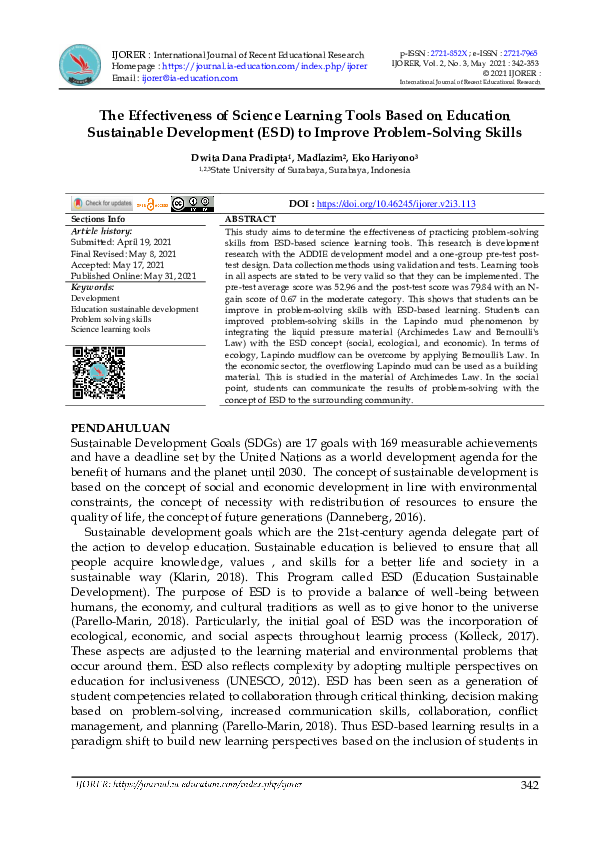(PDF) The Effectiveness of Science Learning Tools Based on Education Sustainable Development ...