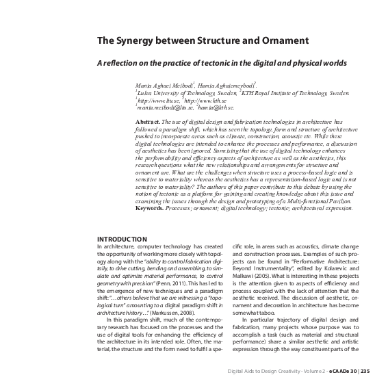 (PDF) The Synergy between Structure and Ornament A reflection on the ...