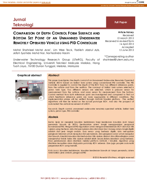 (PDF) Comparison of Depth Control Form Surface and Bottom Set Point of ...