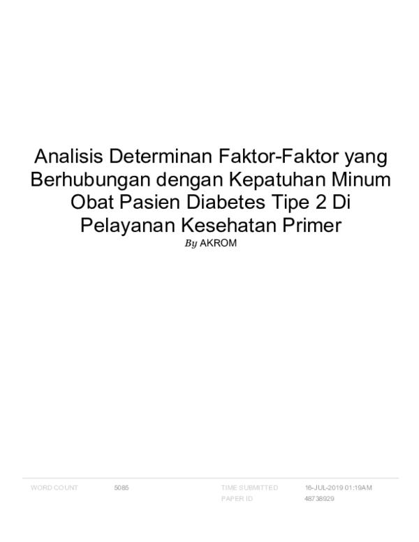 (PDF) Similarity cek_Analisis determinan faktor-faktor yang berhubungan dengan kepatuhan minum ...