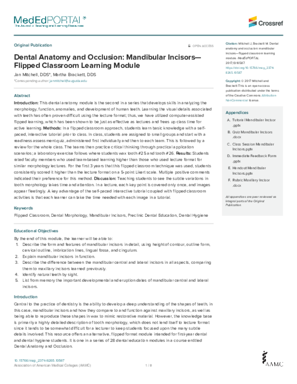 (PDF) Dental Anatomy and Occlusion: Mandibular Incisors—Flipped ...