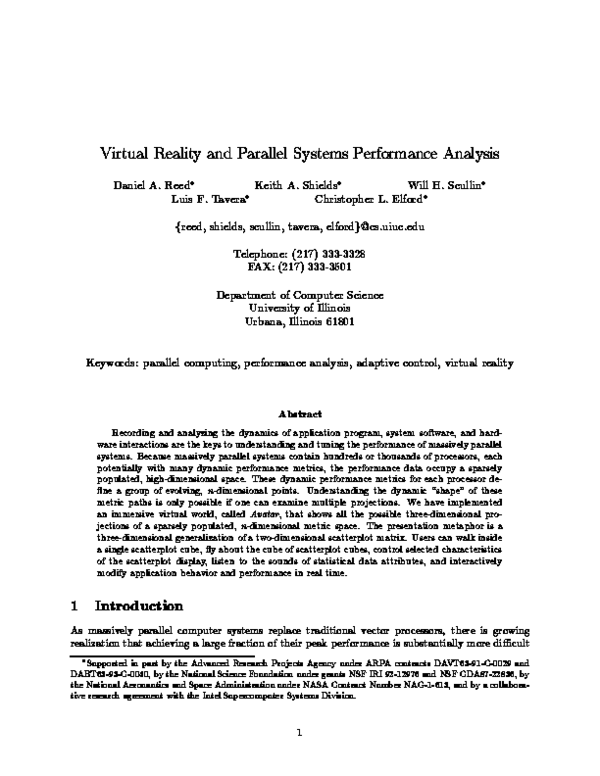(PDF) Virtual reality and parallel systems performance analysis