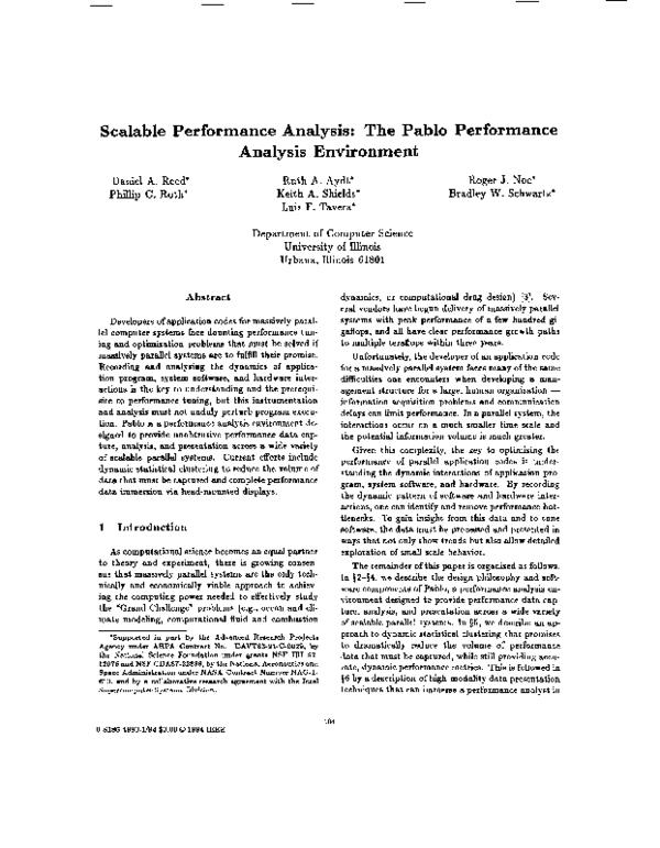 (PDF) Scalable performance analysis: the Pablo performance analysis environment