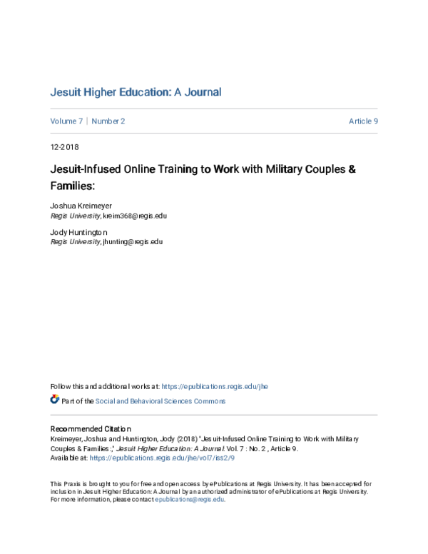 (PDF) Jesuit-Infused Online Training to Work with Military Couples ...