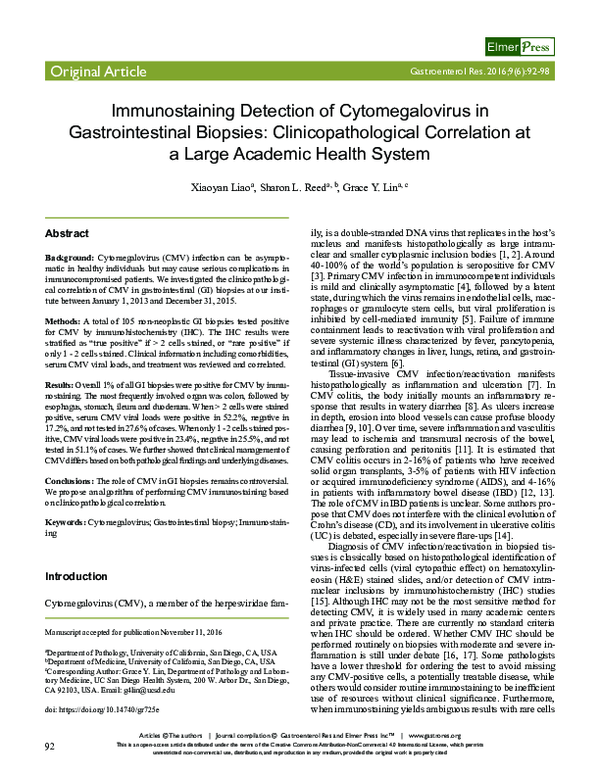 (PDF) Immunostaining Detection of Cytomegalovirus in Gastrointestinal ...