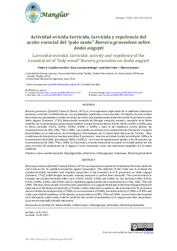 (PDF) Larvicidal-ovicidal, larvicidal, activity and repellency of the ...