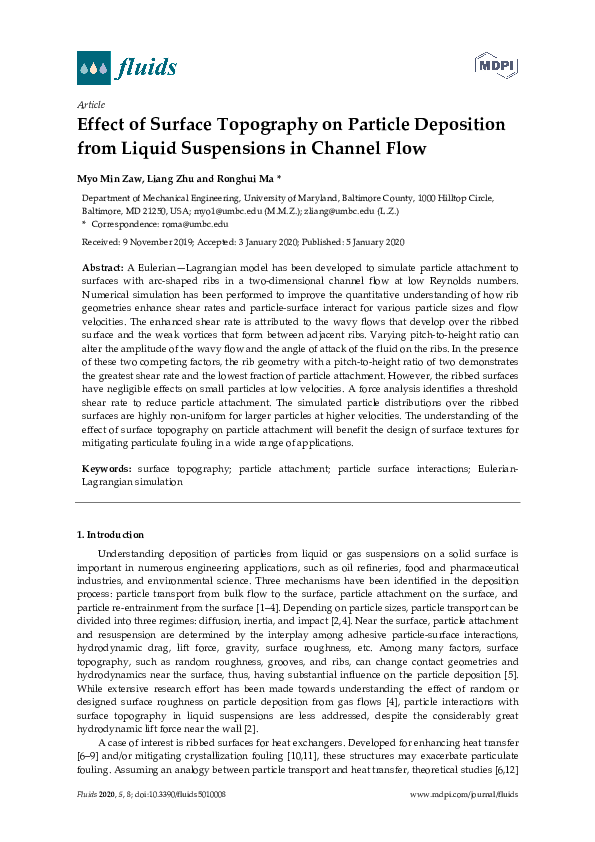 (PDF) Effect of Surface Topography on Particle Deposition from Liquid ...