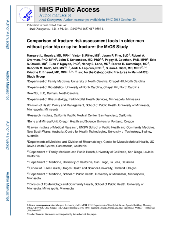 (PDF) Comparison of fracture risk assessment tools in older men without ...