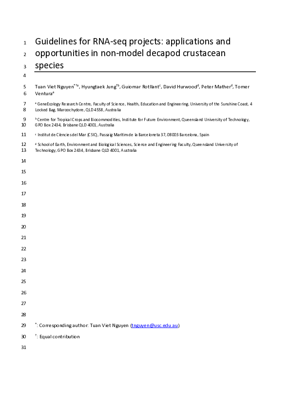 (PDF) Guidelines for RNA-seq projects: applications and opportunities in non-model decapod ...
