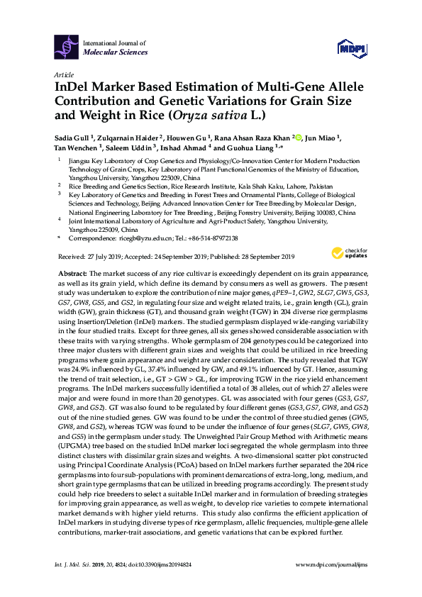 (PDF) InDel Marker Based Estimation of Multi-Gene Allele Contribution ...