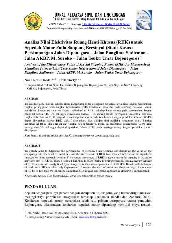 (PDF) Analisa Nilai Efektivitas Ruang Henti Khusus (RHK) untuk Sepedah ...