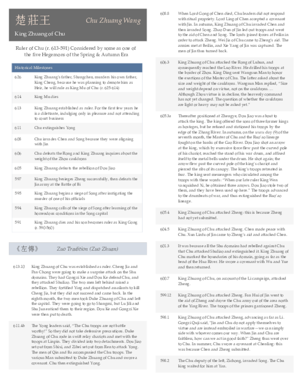 (PDF) King Zhuang of Chu (r. 613-591 BC) References in Ancient Chinese ...