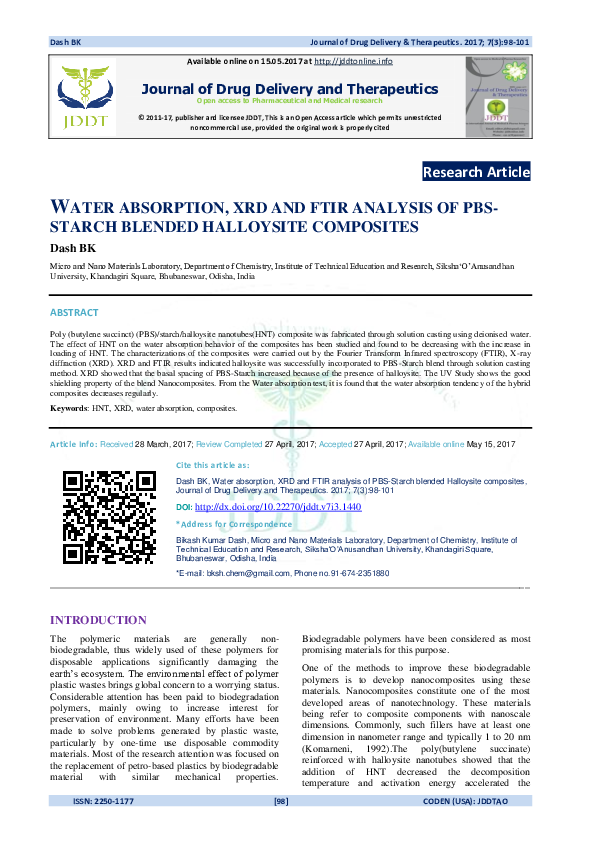 (PDF) Halloysite Composite Water Absorption Analysis