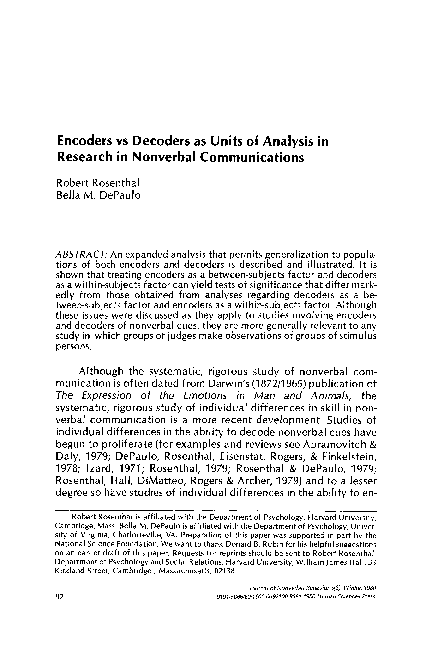 (PDF) Encoders vs decoders as units of analysis in research in ...