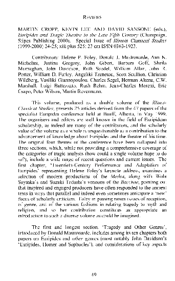 (PDF) Review of Martin Cropp, Kevin Lee David Sansone (eds.), Euripides ...