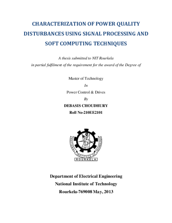 (PDF) Characterization of Power Quality Disturbances using Signal Processing and Soft Computing ...