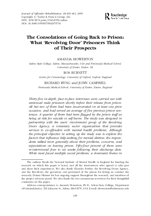 (PDF) The Consolations of Going Back to Prison: What ‘Revolving Door ...