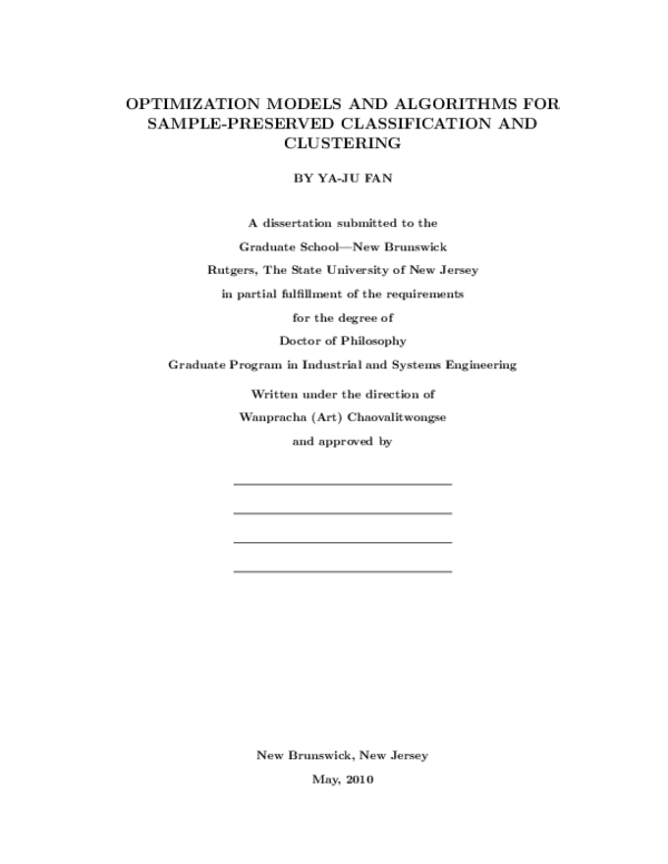 Pdf Optimization Models And Algorithms For Sample Preserved