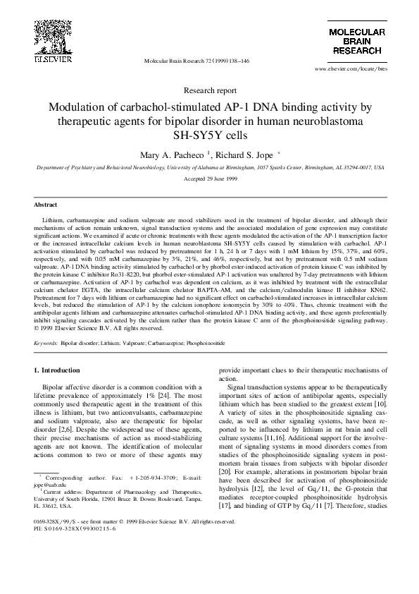 (PDF) Modulation of carbachol-stimulated AP-1 DNA binding activity by ...