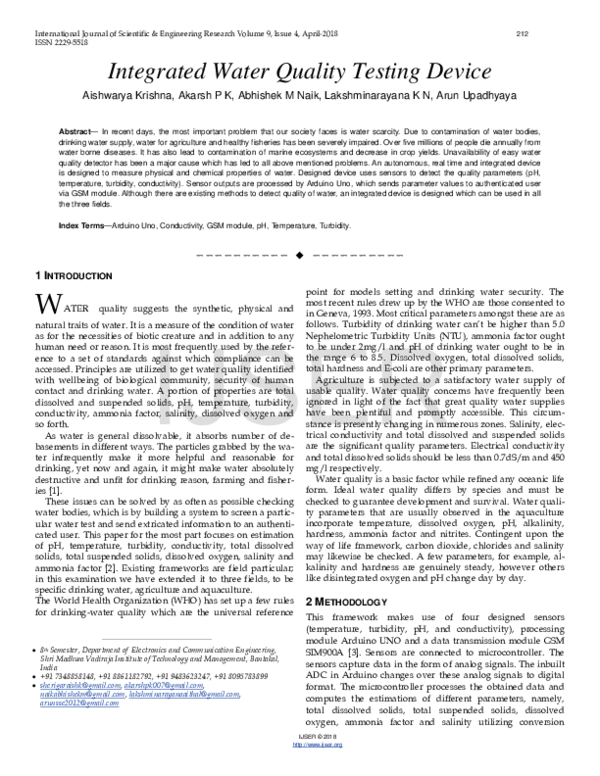 (PDF) Integrated Water Quality Testing Device