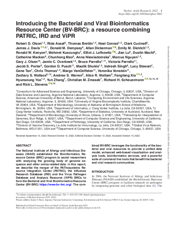 (PDF) Introducing the Bacterial and Viral Bioinformatics Resource ...
