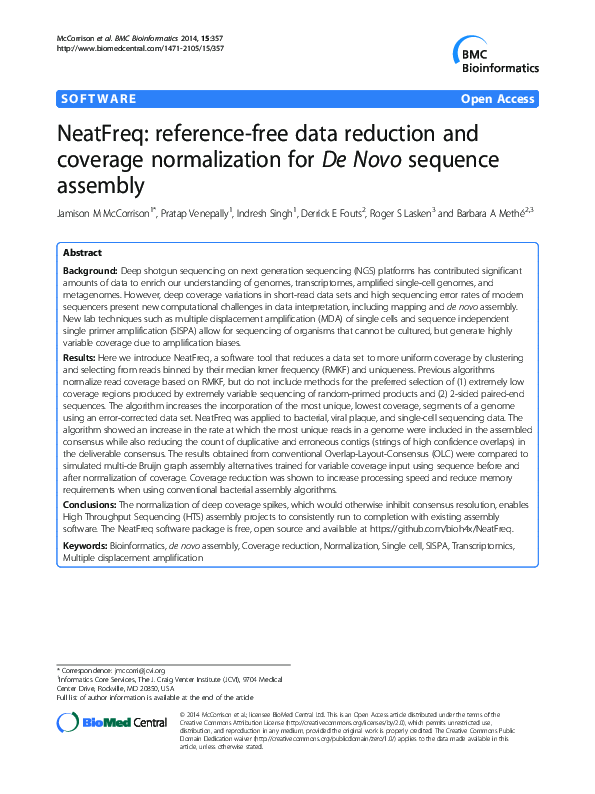 Pdf Neatfreq Reference Free Data Reduction And Coverage