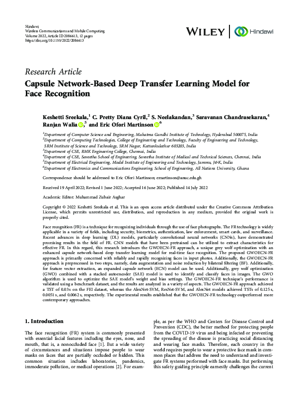 (PDF) Capsule Network-Based Deep Transfer Learning Model for Face Recognition