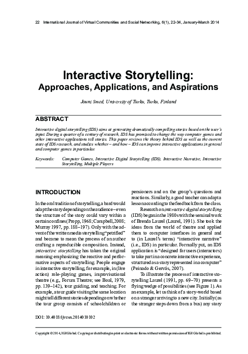 (PDF) Interactive Storytelling