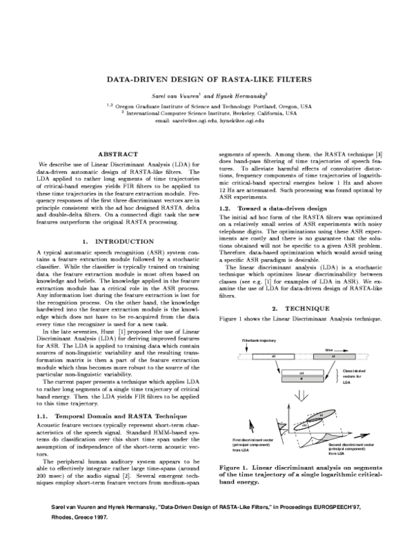 (PDF) Data-driven design of RASTA-like filters