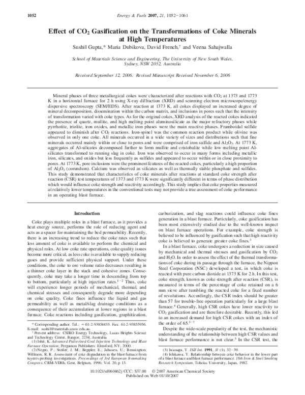 (PDF) Effect of CO2 Gasification on the Transformations of Coke ...