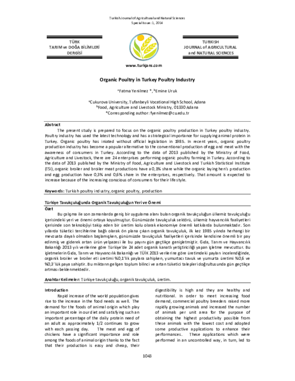 (PDF) Organic Poultry in Turkey Poultry Industry