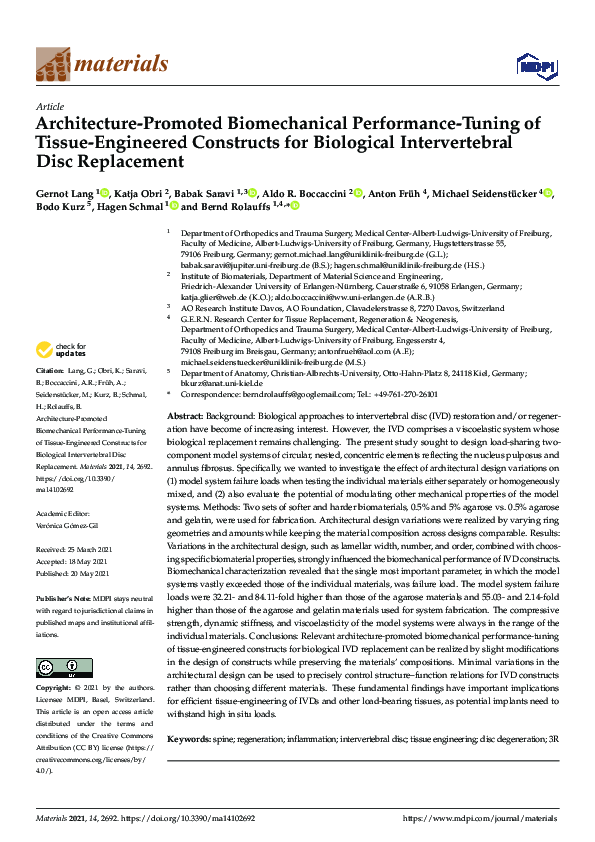(PDF) Architecture-Promoted Biomechanical Performance-Tuning of Tissue ...