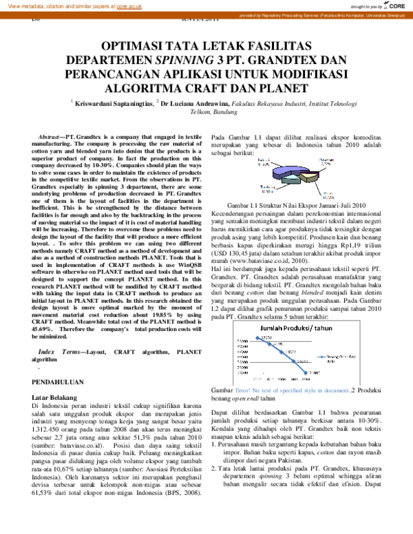 (PDF) Optimasi Tata Letak Fasilitas Departemen Spinning 3 Pt. Grandtex ...