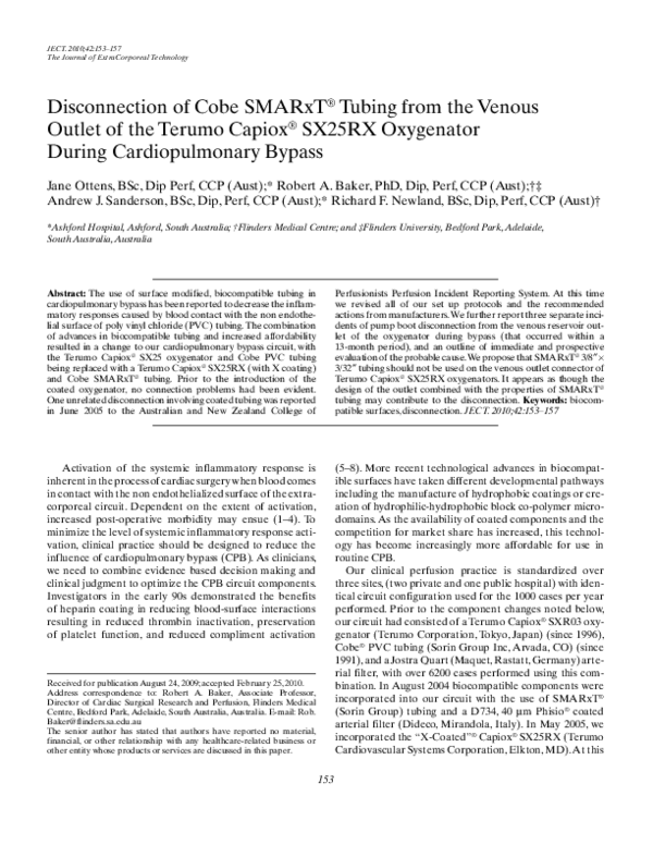 (PDF) Disconnection of Cobe SMARxT tubing from the venous outlet of the ...