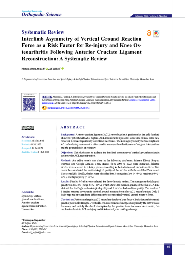 (PDF) Systematic Review Interlimb Asymmetry of Vertical Ground Reaction ...