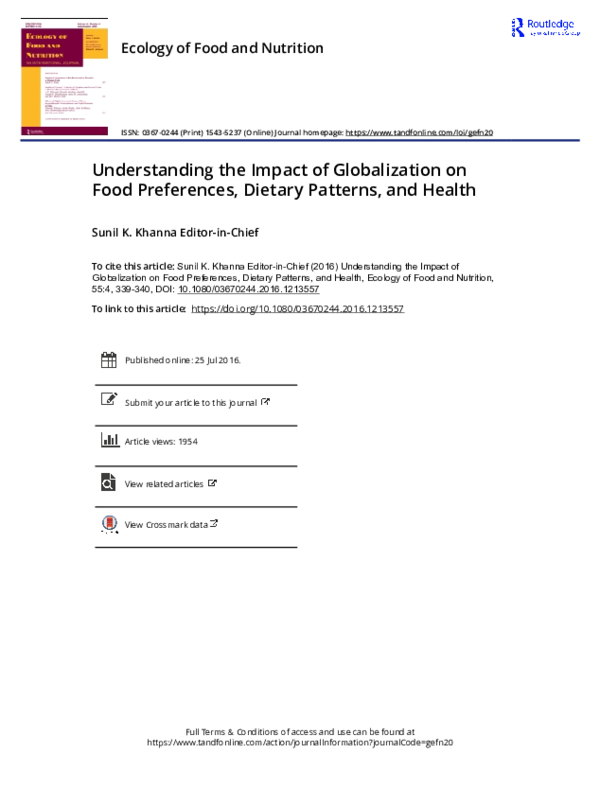 (PDF) Understanding the Impact of Globalization on Food Preferences ...