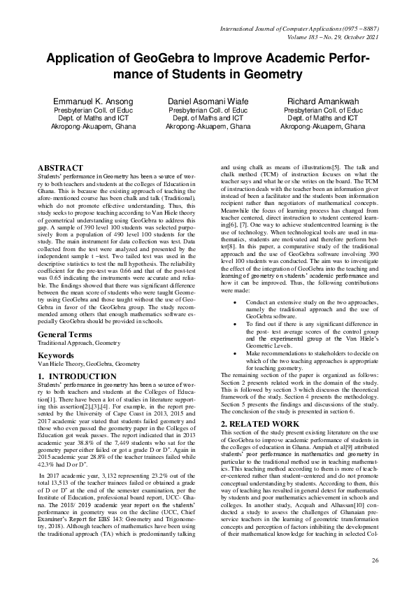 (PDF) Application of GeoGebra to Improve Academic Performance of ...