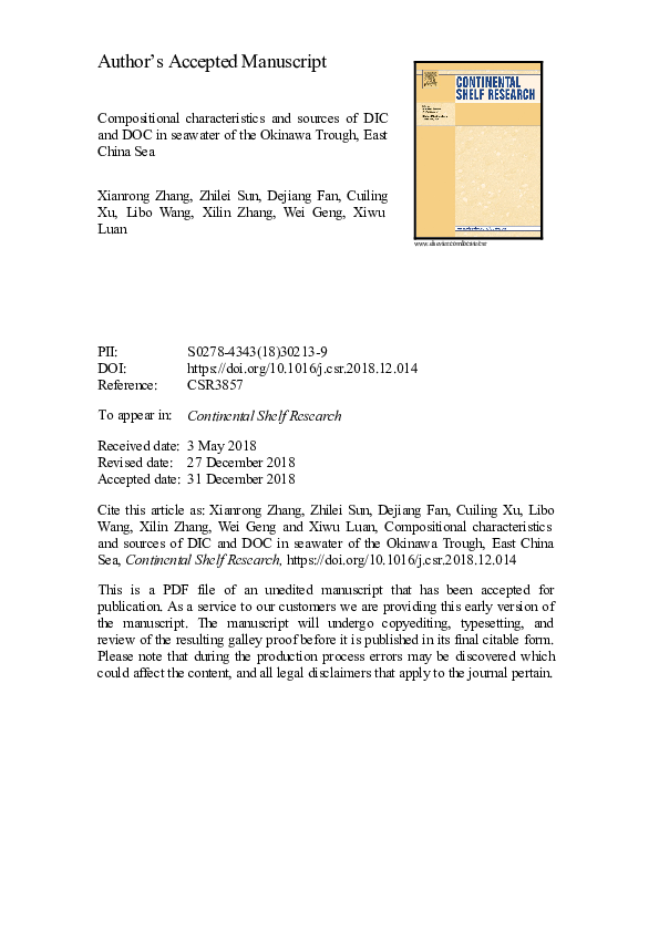 (PDF) Compositional characteristics and sources of DIC and DOC in ...