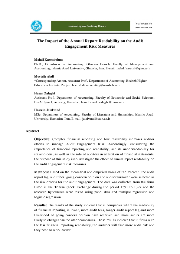 (PDF) The Impact of the Annual Report Readability on the Audit ...