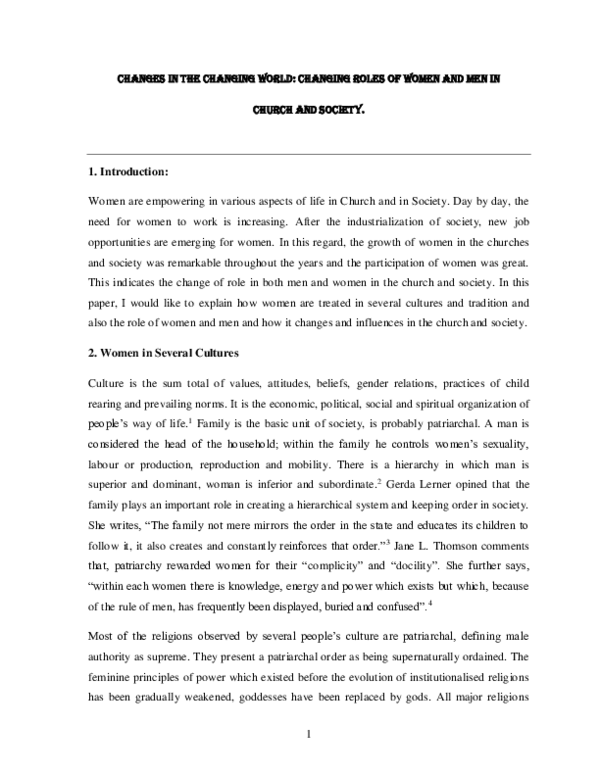 (PDF) Changes in the changing world: changing roles of women and men in ...