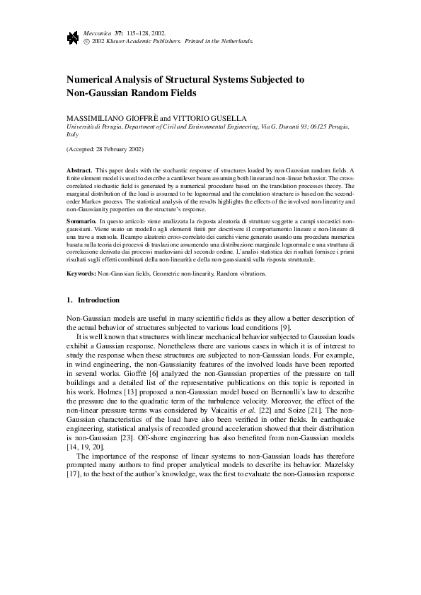 (PDF) Numerical Analysis of Structural Systems Subjected to Non ... (PDF) Numerical Analysis of Structural Systems Subjected to Non ...