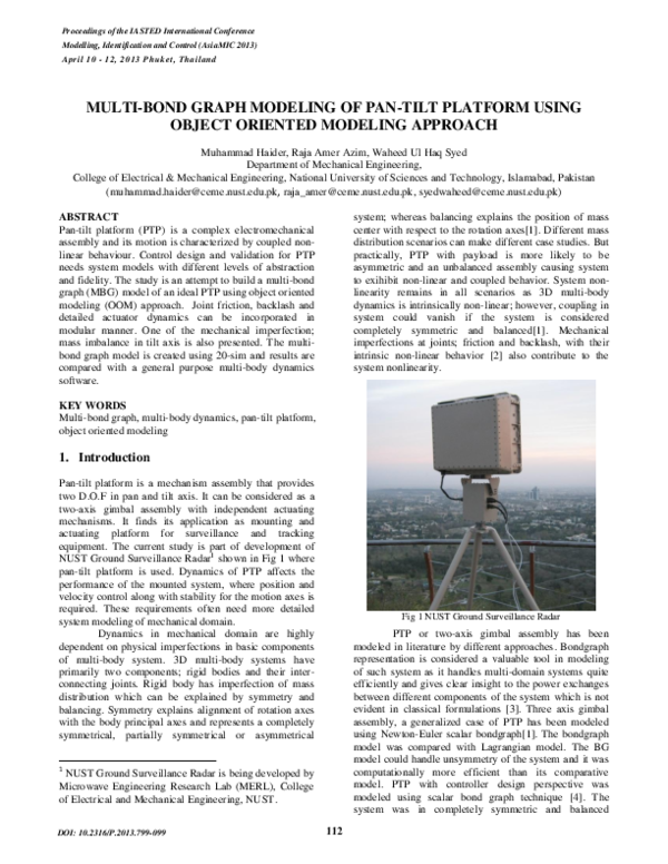 (PDF) Multi-Bond Graph Modeling of Pan-Tilt Platform using Object ...