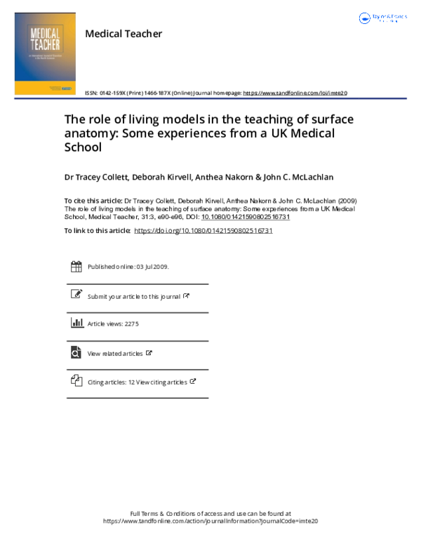 (PDF) The role of living models in the teaching of surface anatomy ...